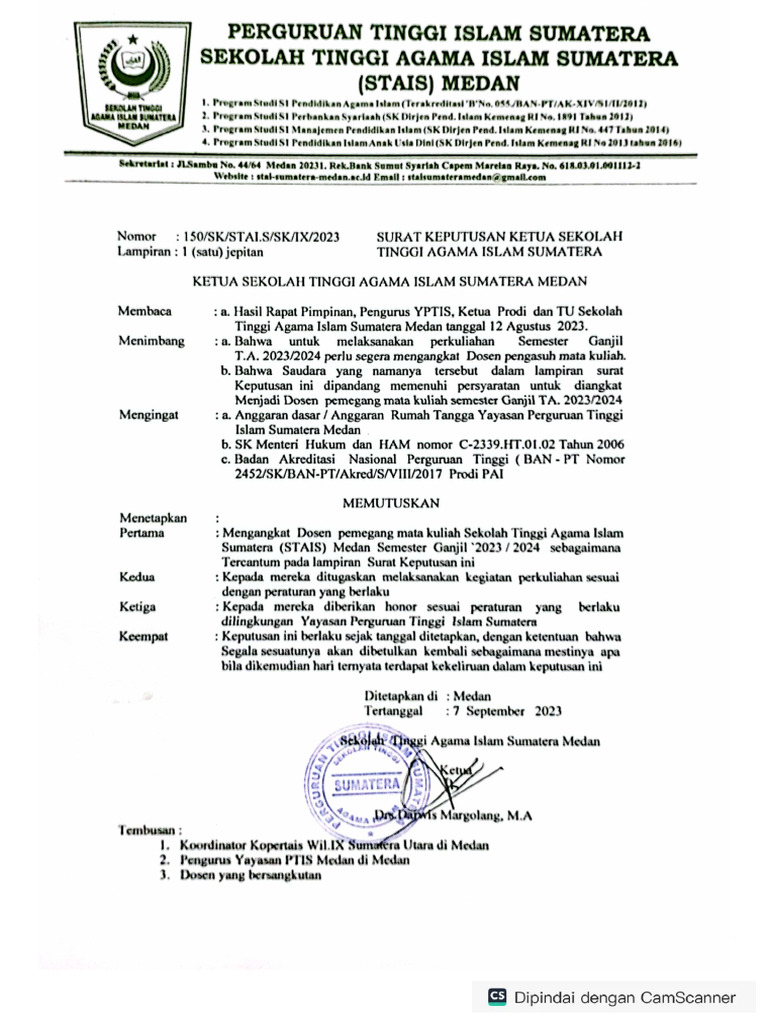 SK.Ketua STAIS Sem Ganjil TA.2023-2024 | PDF