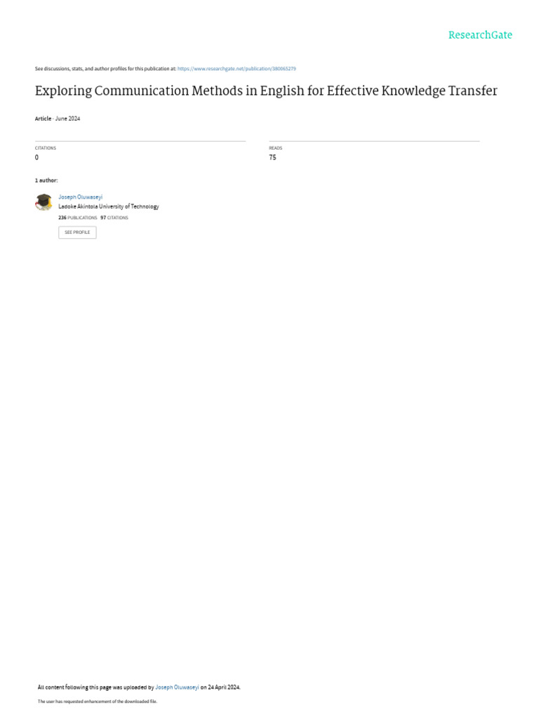 Exploring Communication Methodsin Englishfor Effective Knowledge ... Exploring Communication Methodsin Englishfor Effective Knowledge ...