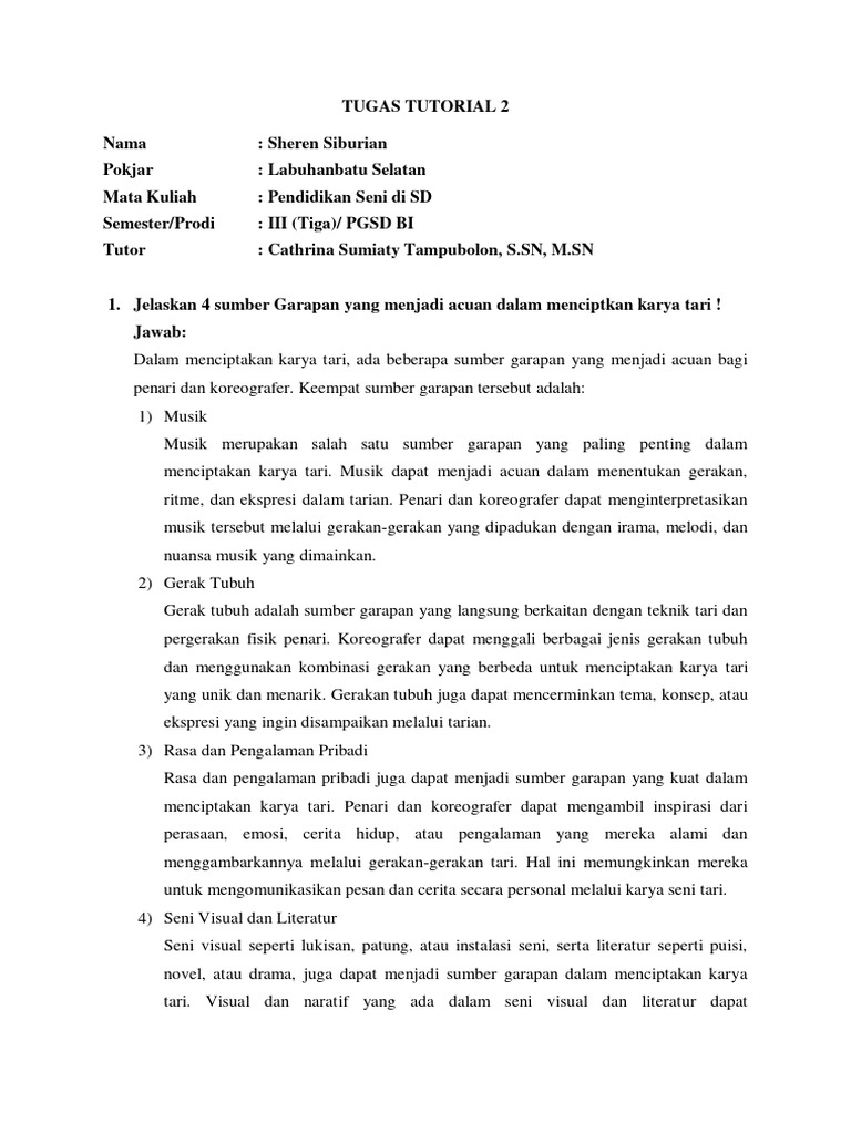 TT2 Pendidikan Seni Sheren Siburian 85989758 | PDF