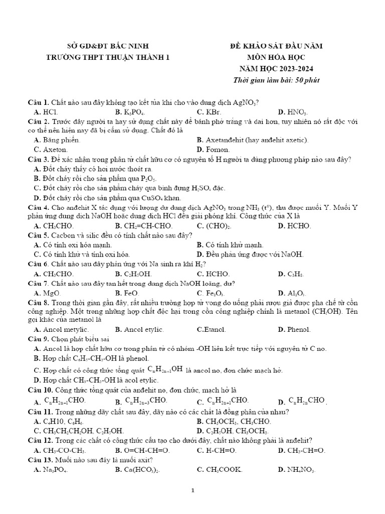 1 de Thi Thu TN THPT 2024 THPT Thuan Thanh 1 Bac Ninh Lan 1 File Word Co Loi Giaidoc 1600 PDF ...