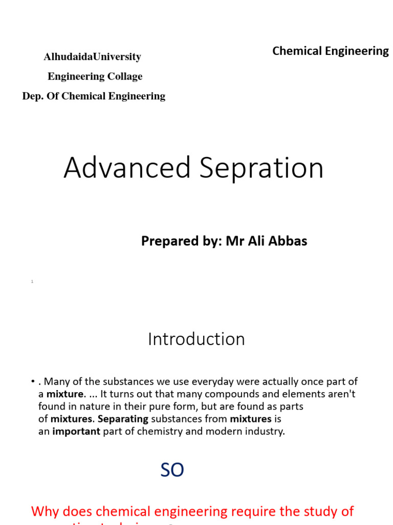 Advanced Sepration Nov 2019 | PDF | Filtration | Chromatography