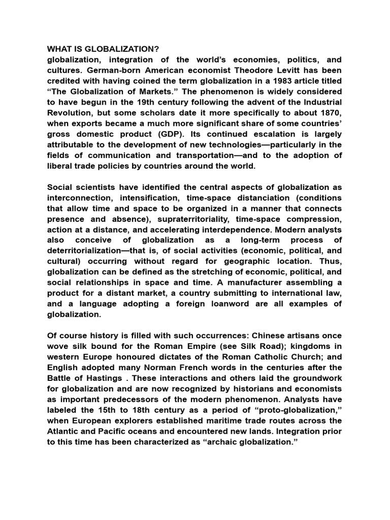 What Is Globalization | Download Free PDF | Globalization | Trade