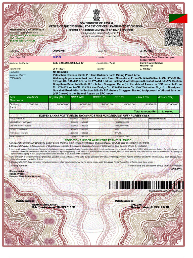 This Permit Is Issued Subject To The Terms & Conditions Noted Herein ...