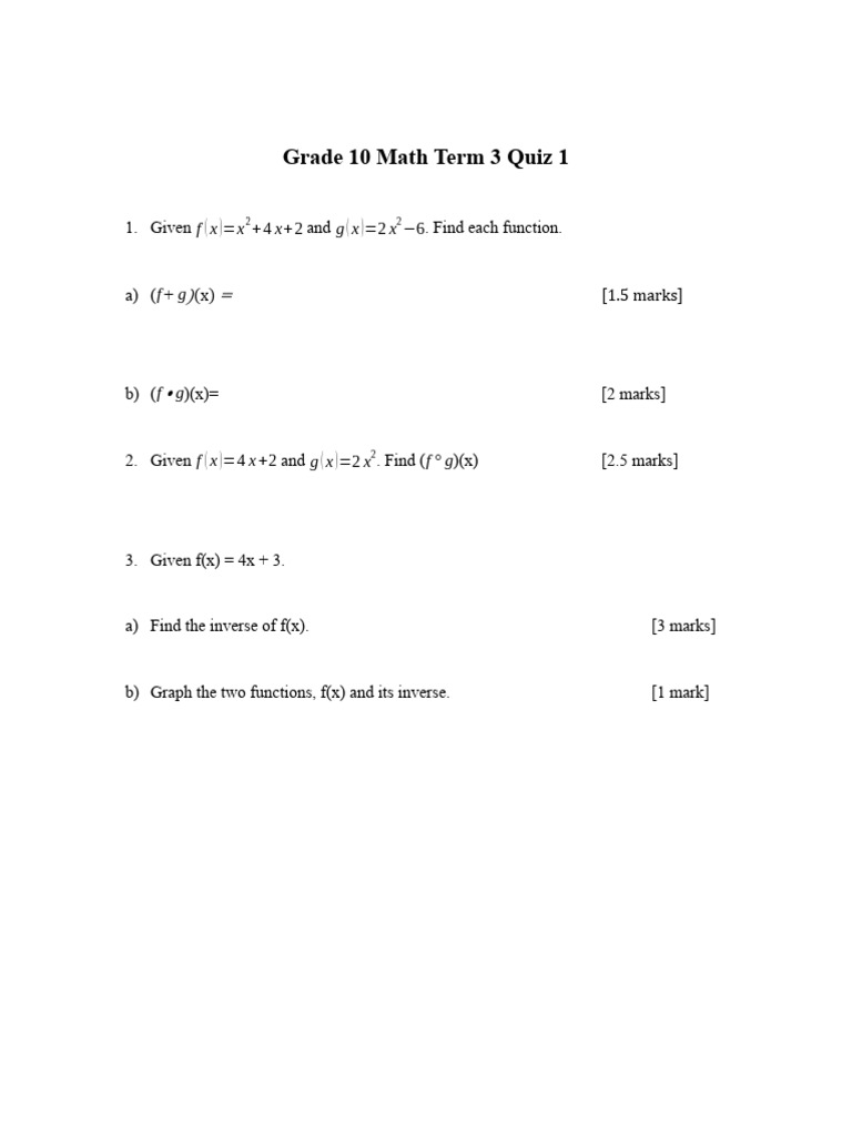 Grade 10 Math Quiz Analysis | PDF
