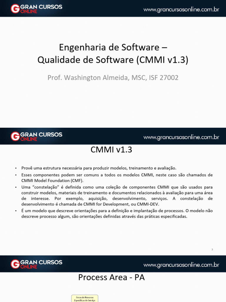 Aula 65 Qualidade Software. CMM V1.3 | PDF | Engenharia de Software | Business