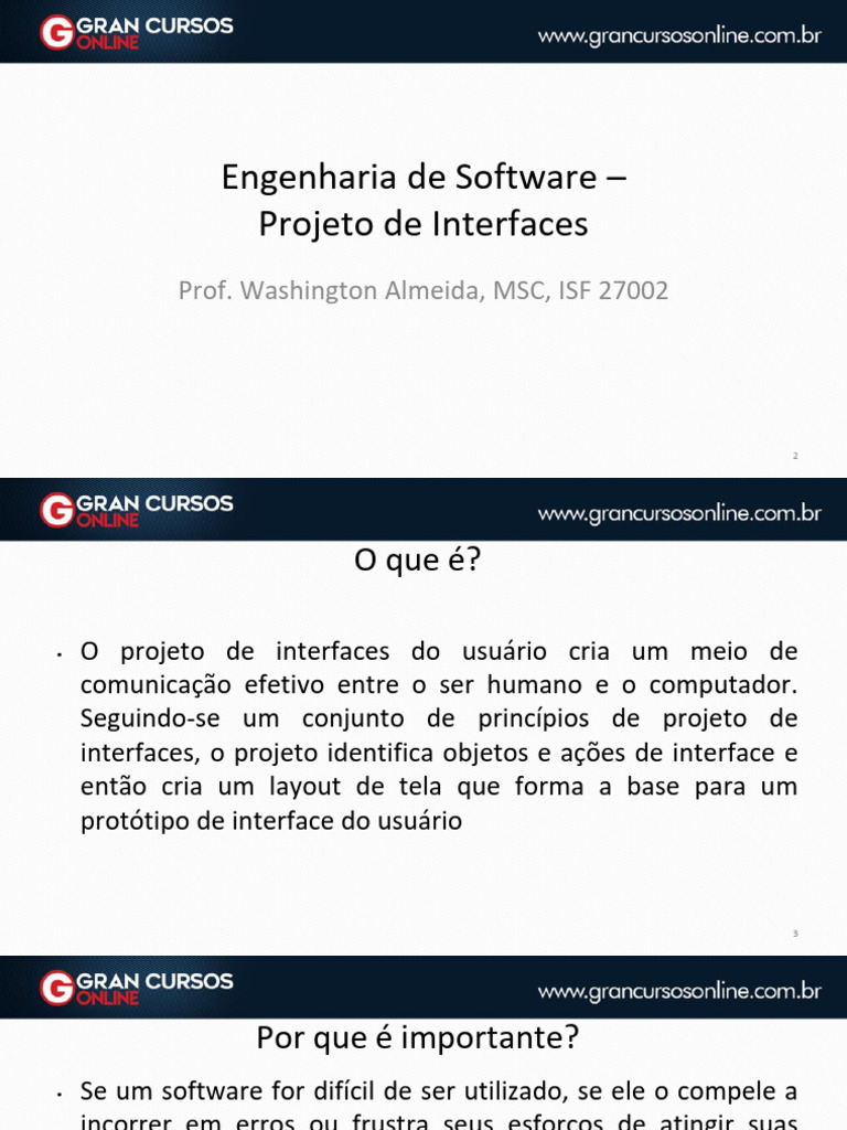 Aula 74 Projeto Interfaces | PDF | Interface de usuário | Usabilidade