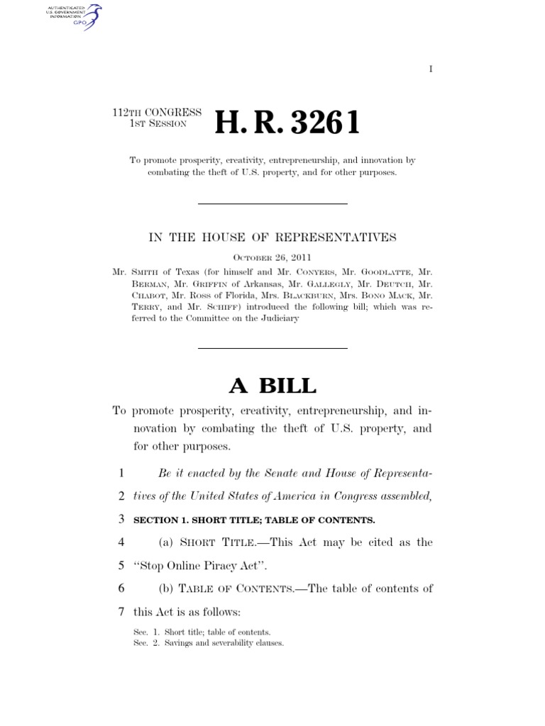 Stop Online Piracy Act (SOPA) and The PROTECT IP Act | PDF | Domain ...