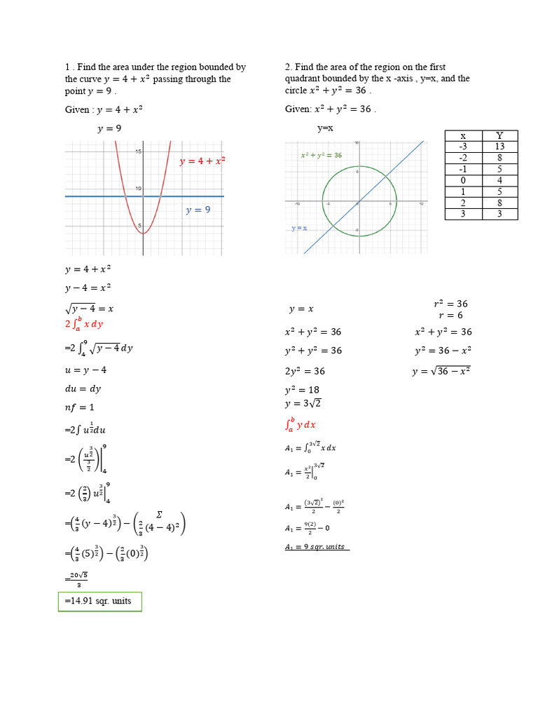 Integral Caculus Activity | PDF | Geometry | Mathematical Analysis