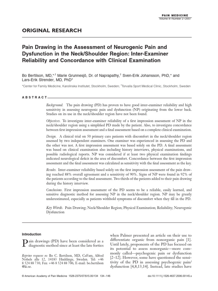 Bertilson pain drawings 07 | PDF | Pain | Neurology