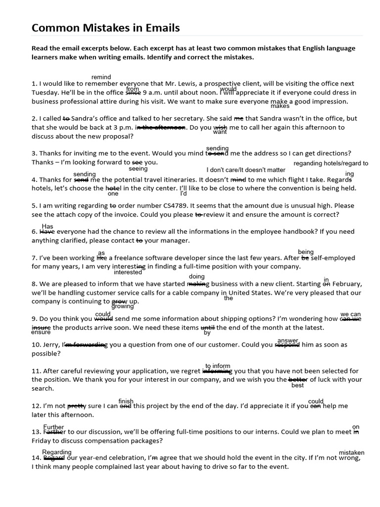 Common Email Grammar Mistakes | PDF