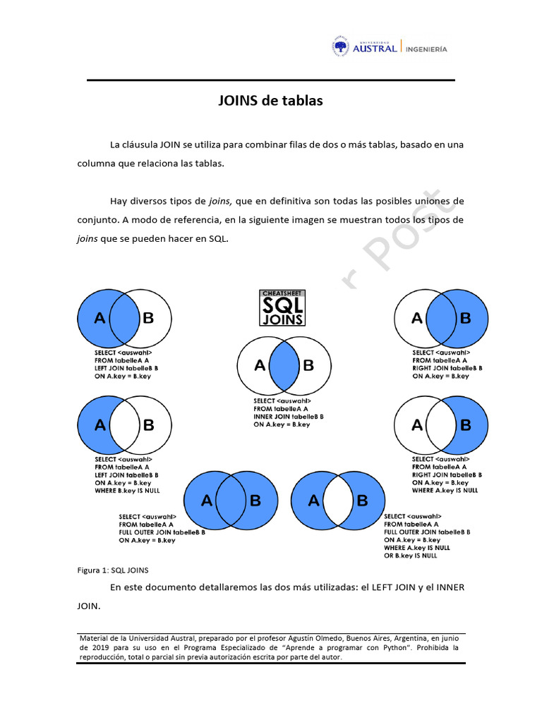 S2 3 Referencia SQL - Datos de Las Tablas JOINS de Tablas | PDF ...