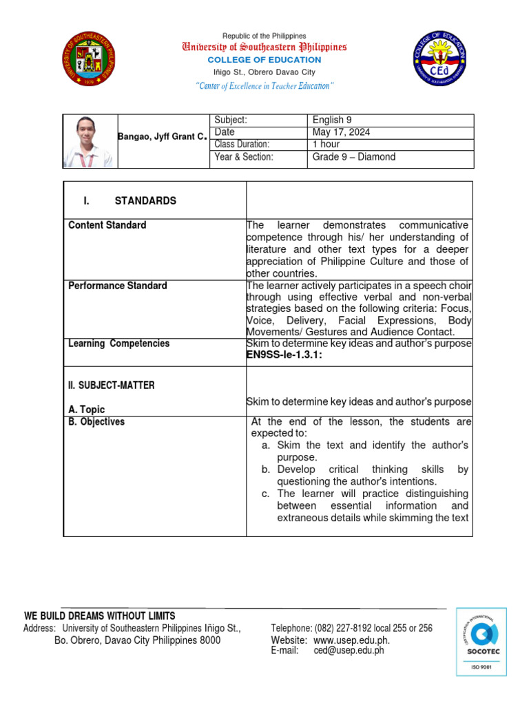Skim To Determine Key Ideas and Author's Purpose | PDF | Speed Reading ...