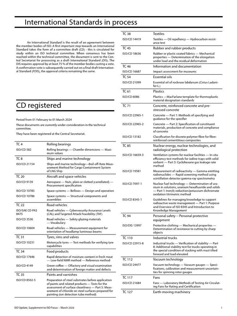 ISO Standards Update - March 2024 | PDF | Welding | Construction