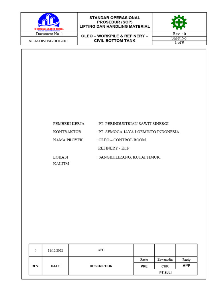 Lifting Plan PSS | PDF