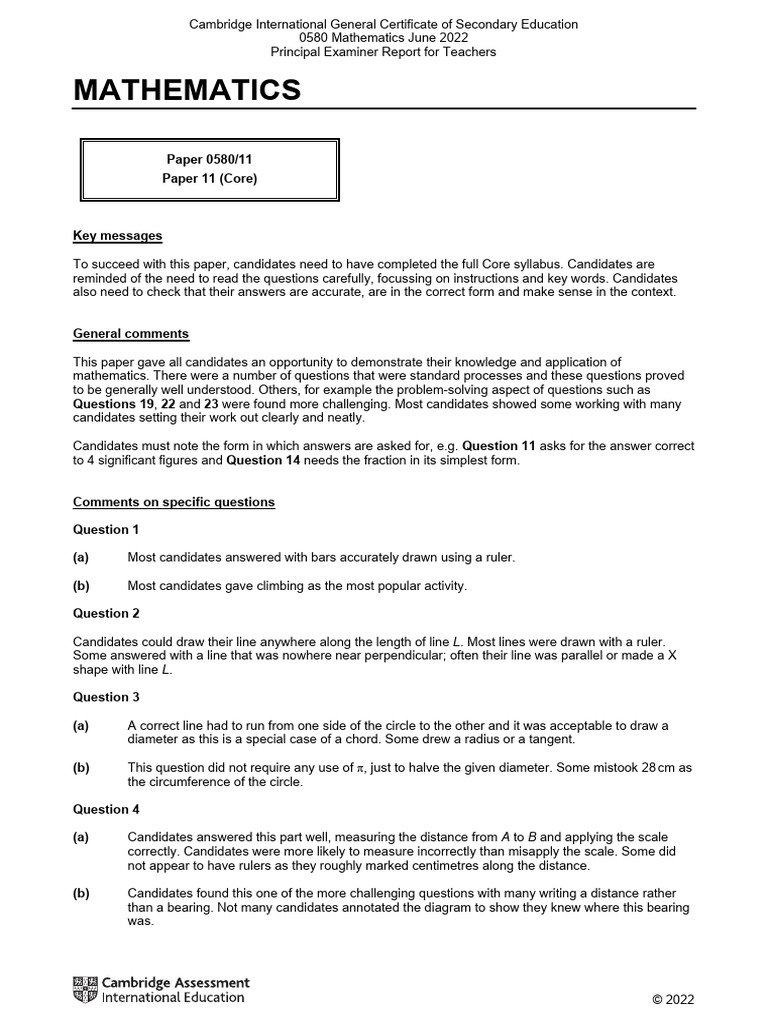 June 2022 Examiner Report | PDF | Numbers | Area
