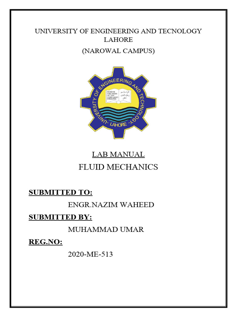 FM Lab Manual-1 | PDF | Reynolds Number | Laminar Flow
