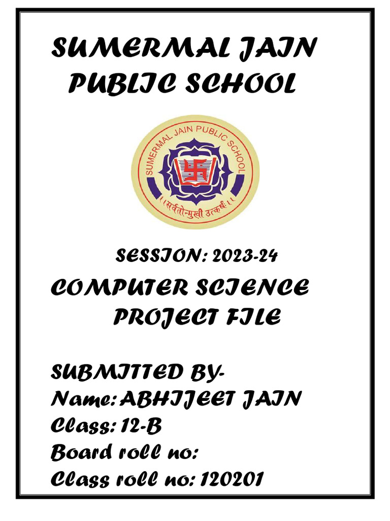 Computer Science Project File | PDF | Technology & Engineering