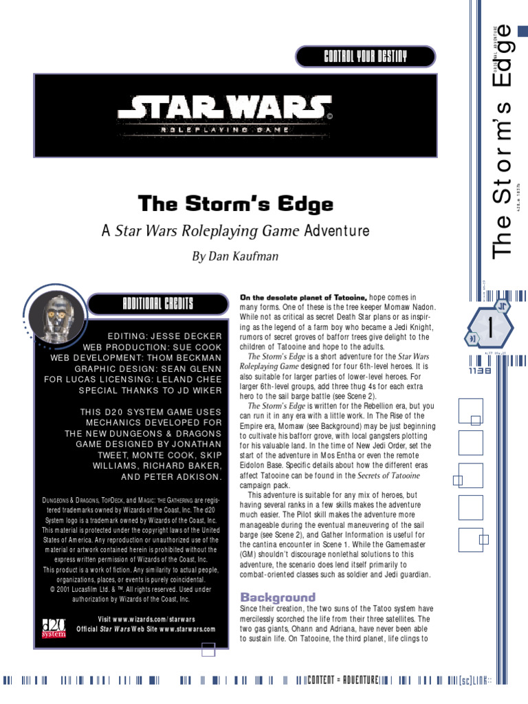 Star Wars d20 - the Storm's Edge | PDF | D20 System | Wizards Of The Coast