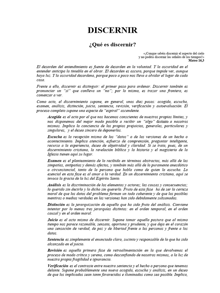 ¿Qué Es Discernir? | PDF | Verdad | Amor