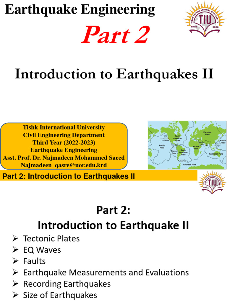 Earthquake Engineering Part 2 Introduction To Earthquakes II | PDF | Earthquakes | Seismology