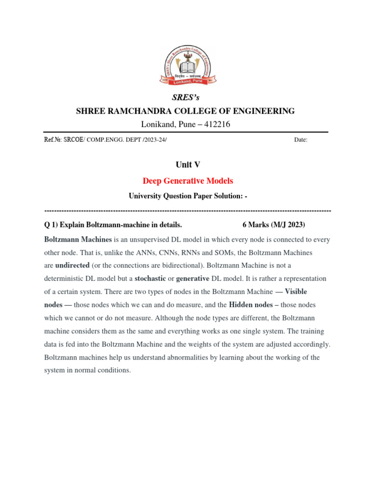 DL Unit 5 QP Solution | PDF | Artificial Neural Network | Machine Learning