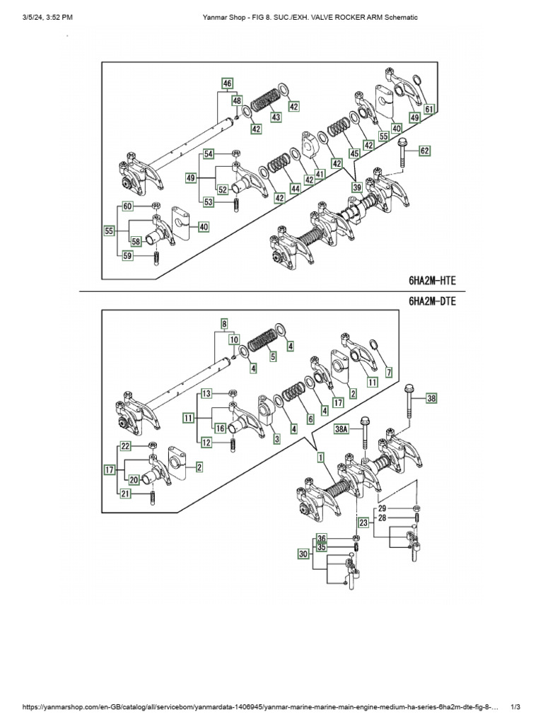 Yanmar Shop - FIG 8. SUC. - EXH. VALVE ROCKER ARM Schematic | PDF ...