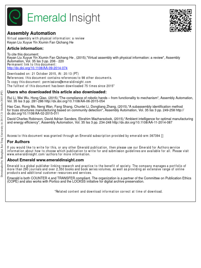 Virtual Assembly With Physical Informati | PDF | Simulation | Virtual ...