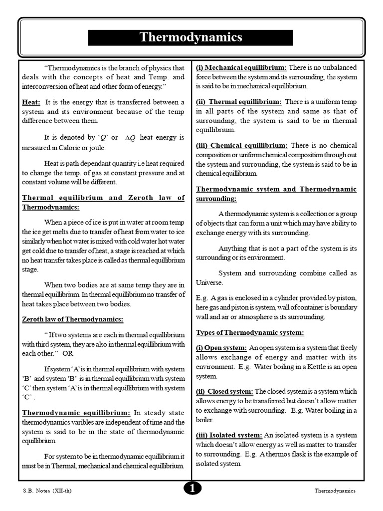 Thermodynamics | Download Free PDF | Heat | Thermodynamic Equilibrium