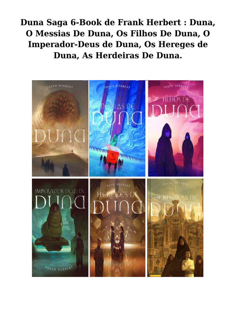 Duna Saga 6-Book de Frank Herbert: Duna, O Messias de Duna, Os Filhos de Duna, O Imperador-Deus ...