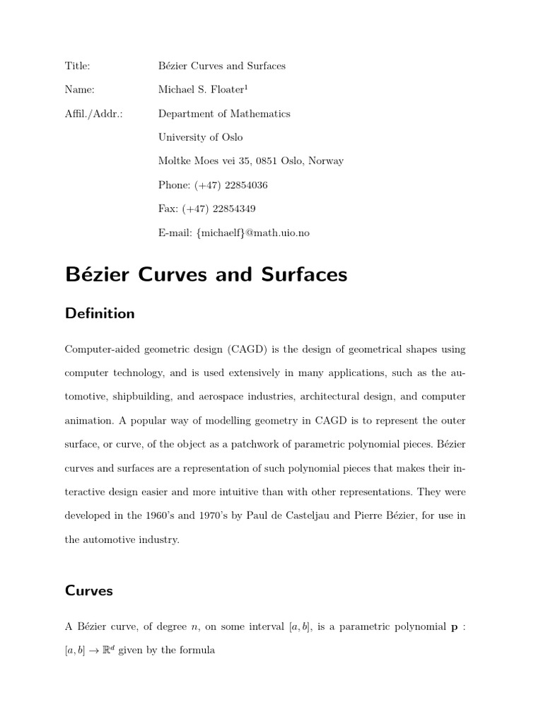 Bezier | PDF | Geometry | Mathematics