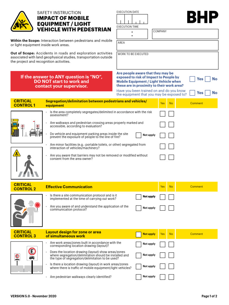 MAM-HSE-INS 126 IS BHP Impact of Mobile Equipment Light Vehicle With ...