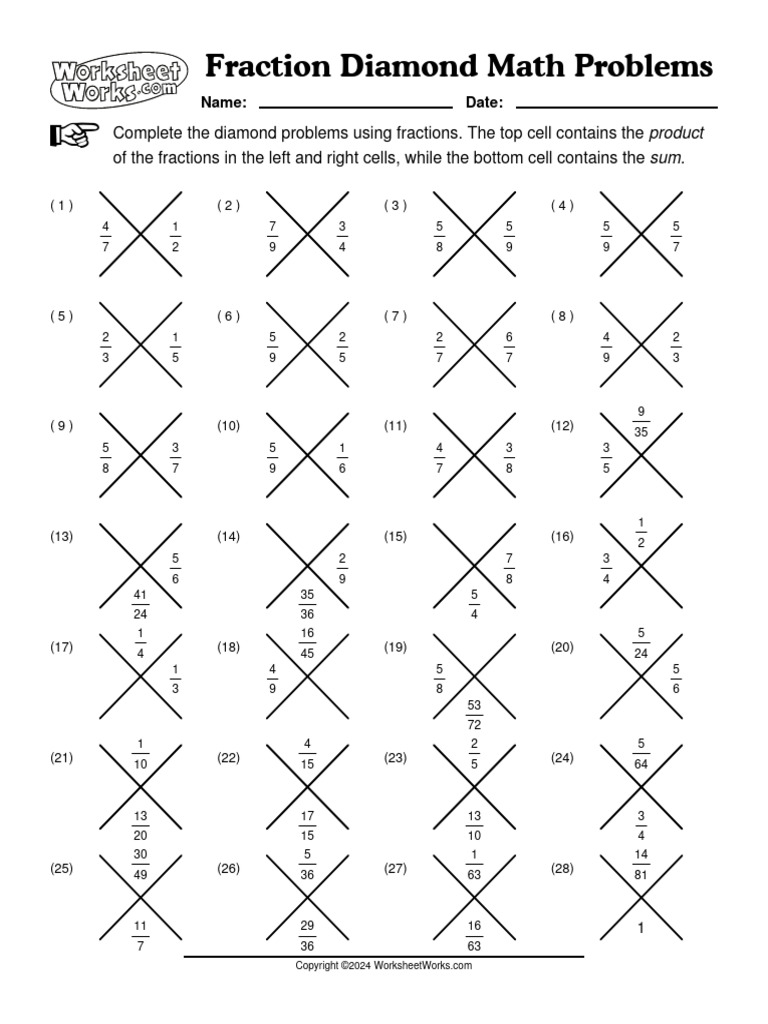Fraction Diamond Math Problems | PDF