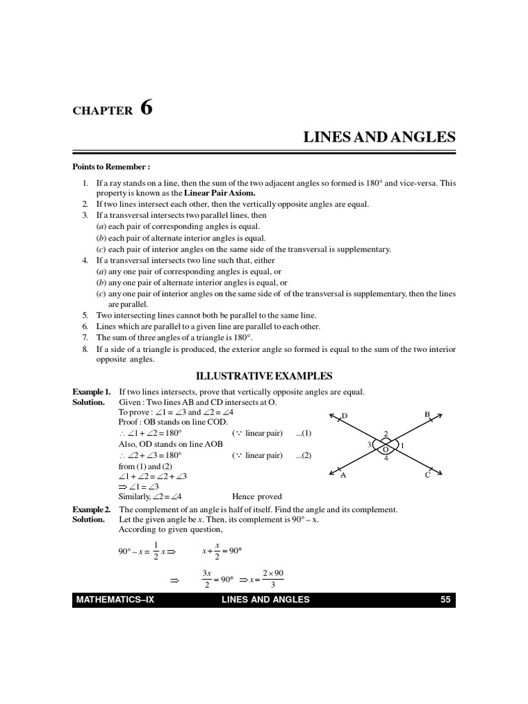 Ix Maths CH 6 Lines and Angles | PDF | Perpendicular | Triangle