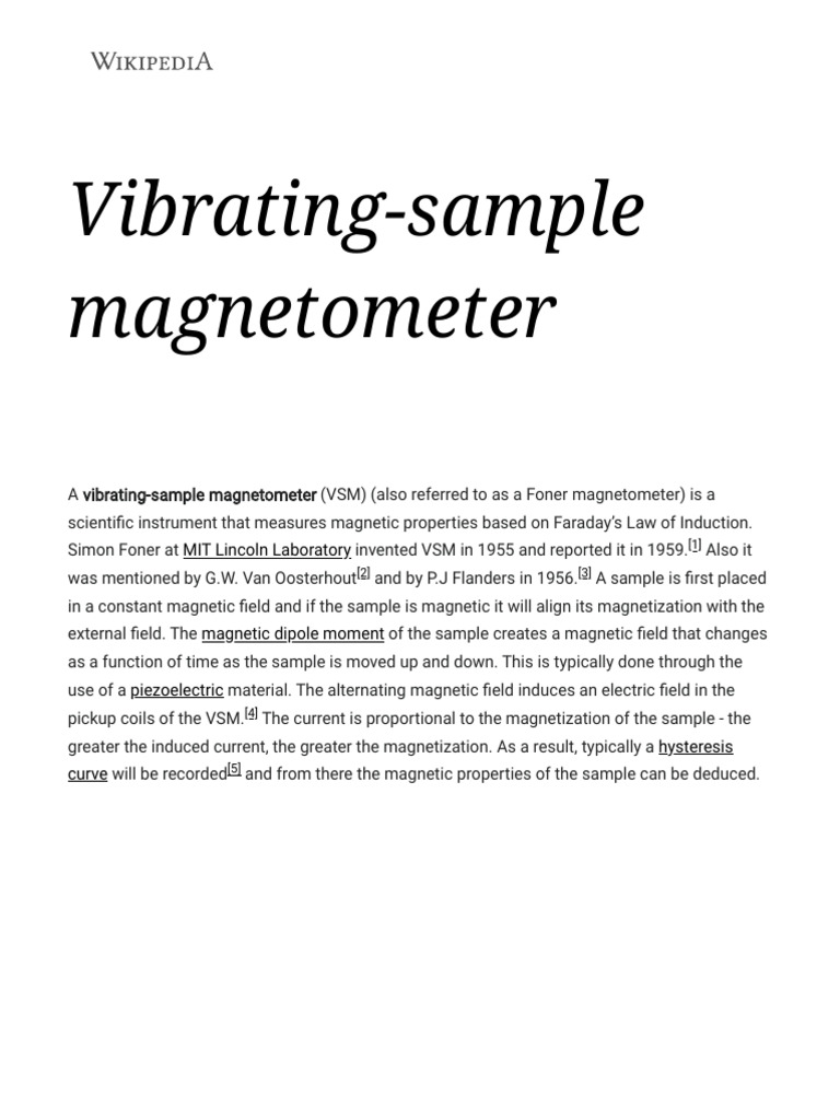 Vibrating-Sample Magnetometer - Wikipedia | PDF | Electromagnetism | Electricity