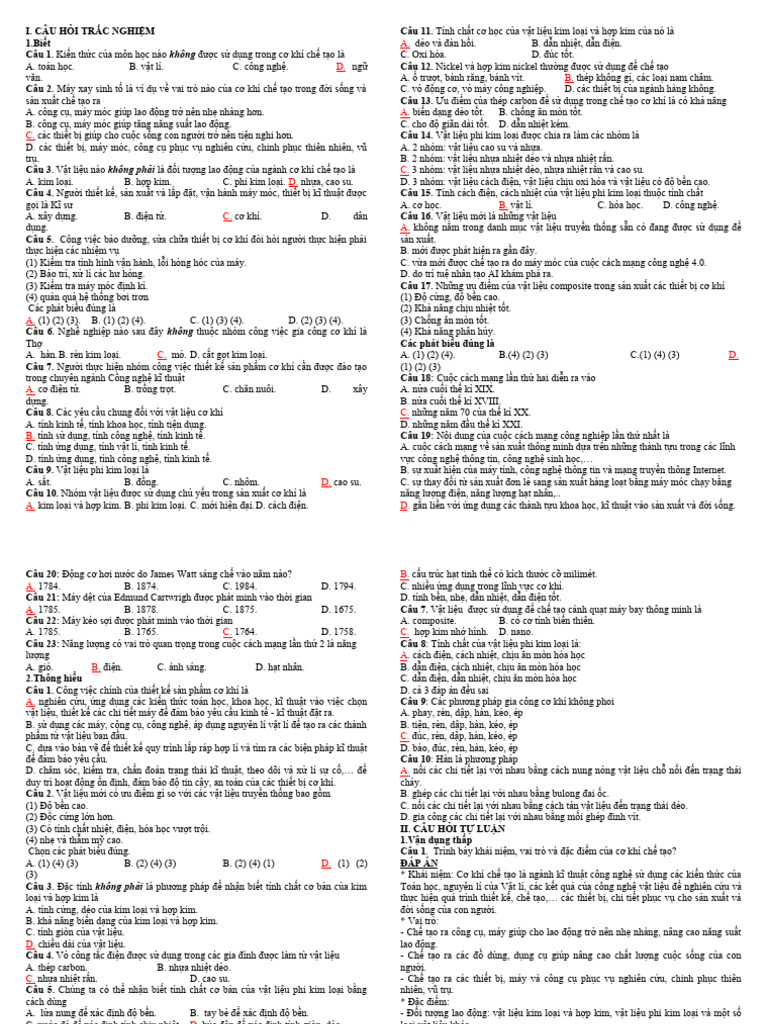 ĐỀ CƯƠNG HKI K11 ( Có ĐA) | PDF
