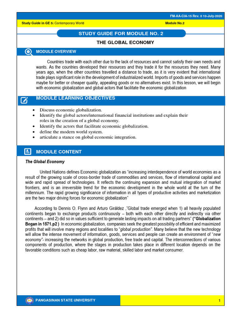 TCW-Module-2-Global-Economy 1 | PDF | United Nations | International Relations