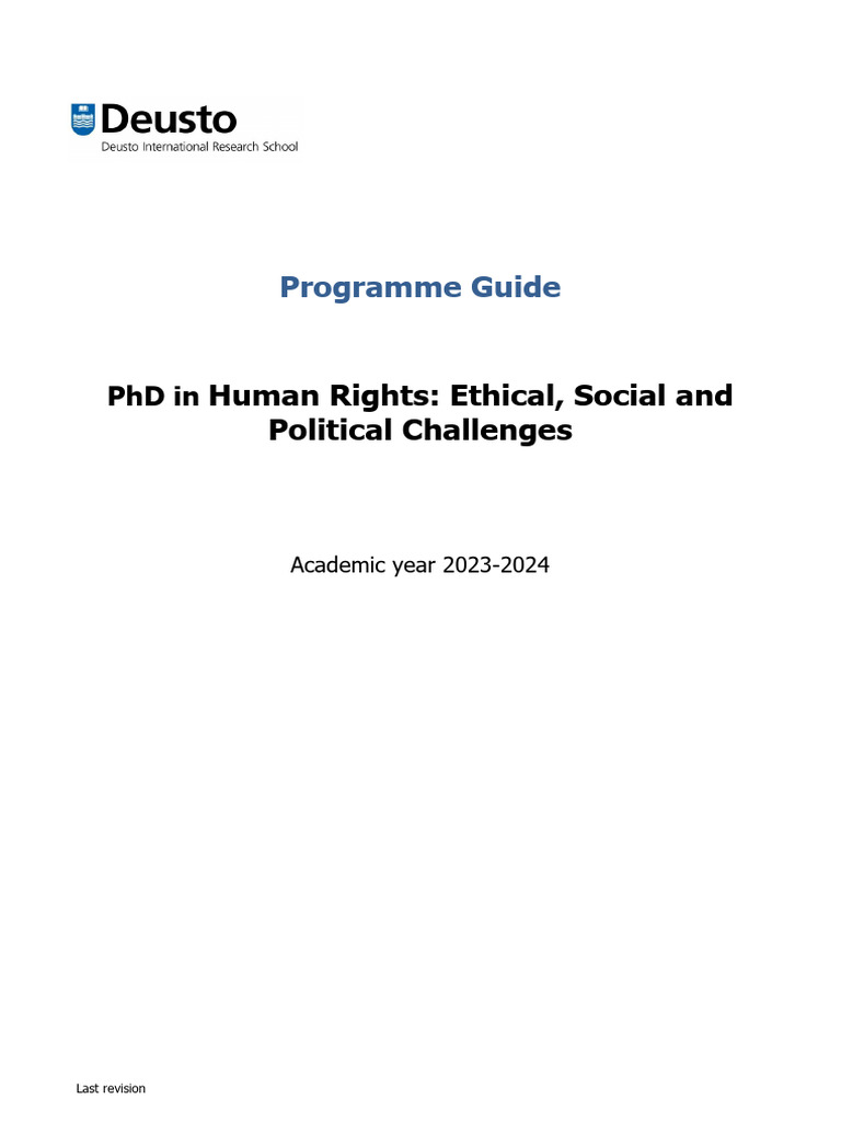 (Human Rights) Programme Guide 23-24 - ENG. | PDF | Thesis | Doctor Of ...