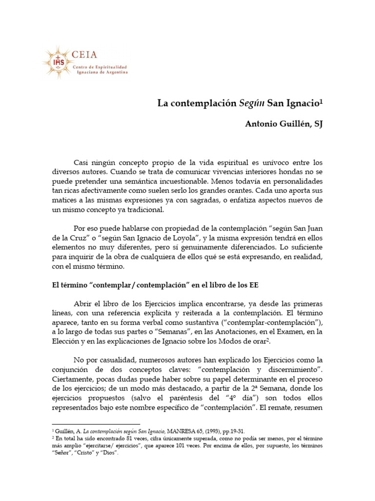 Contemplación según San Ignacio | PDF | Amor | Oración