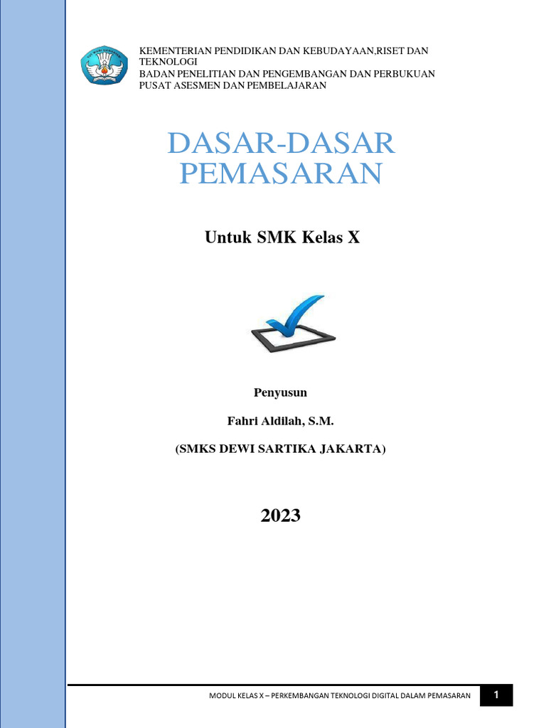 Modul Ajar Dasar Dasar Pemasaran Fase e | PDF | Karier & Perkembangan