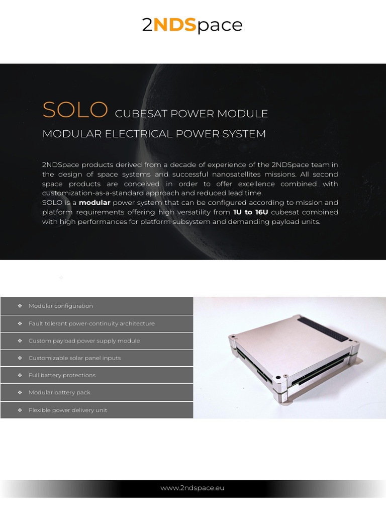 Datasheet 2ndspace Solo pm4 Cubesat Power System Dkey5p | Download Free ...
