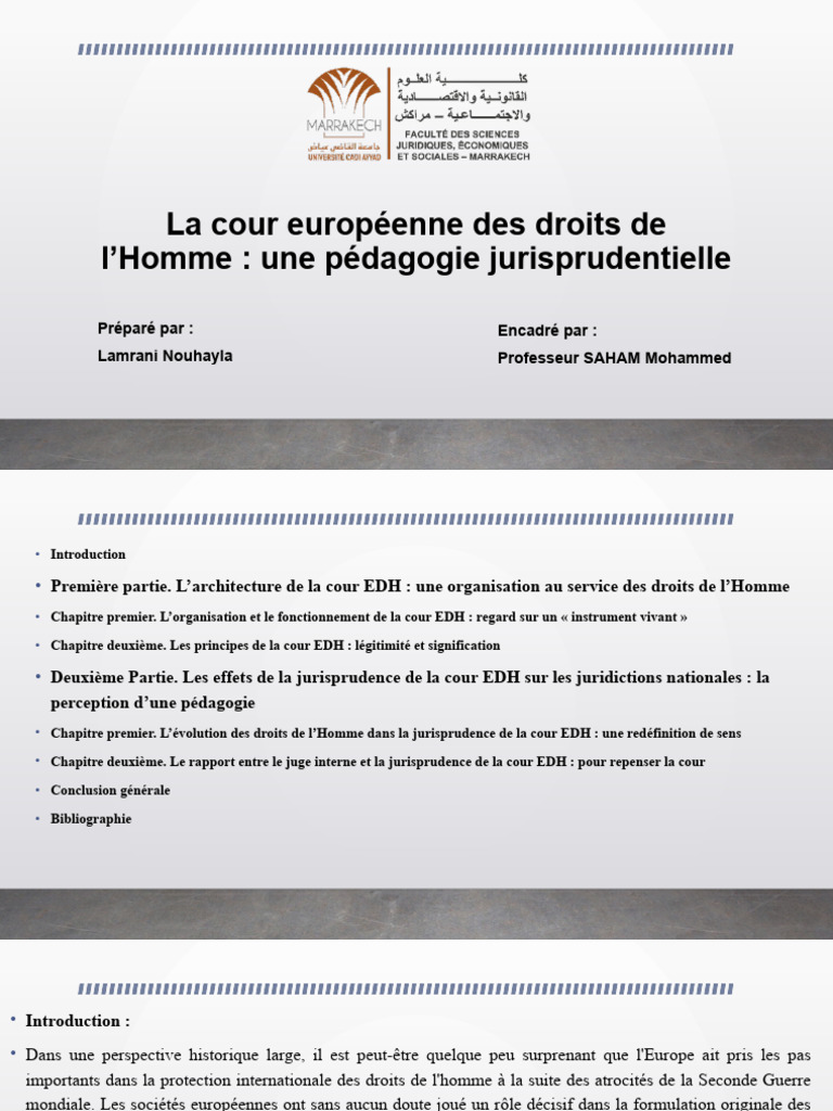 La CEDH Nahoul | PDF | Convention européenne des droits de l'homme ...