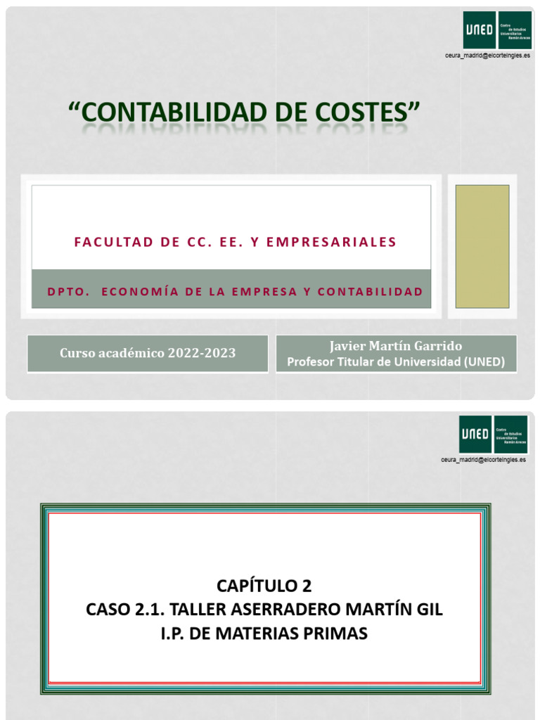 Capit 2 Caso 2.1. Taller Aserradero Martín Gil | PDF | Programación (Computación) | Business