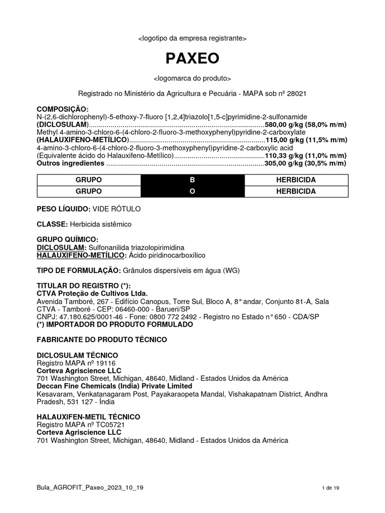 Paxeo Bula | PDF | Ambiente natural | Embalagem e rotulagem