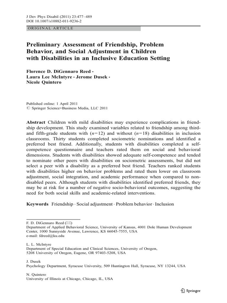 digennaroreed2011-Special needs and social adjustment | PDF ...