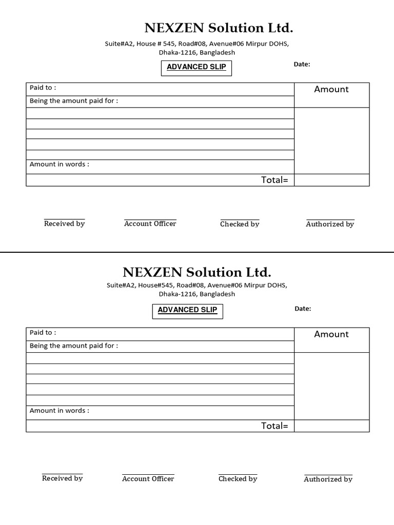 Adv. Payment Voucher Slip | PDF | Law