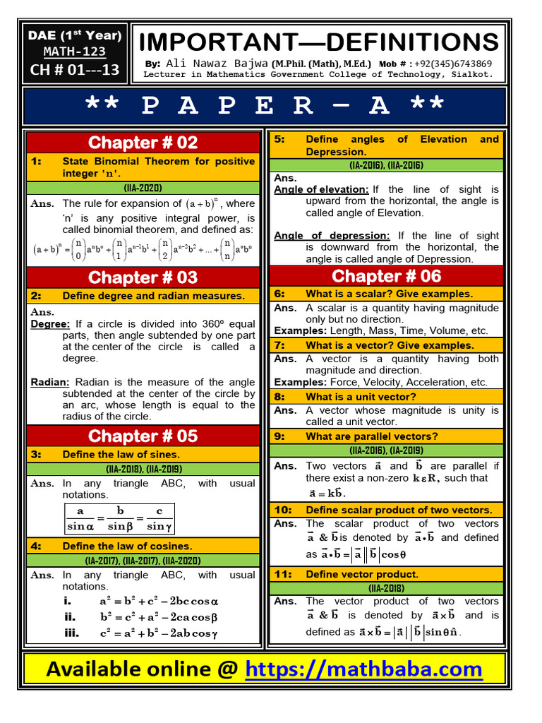 Definitions Math 123 1 | PDF | Logic Gate | Euclidean Vector