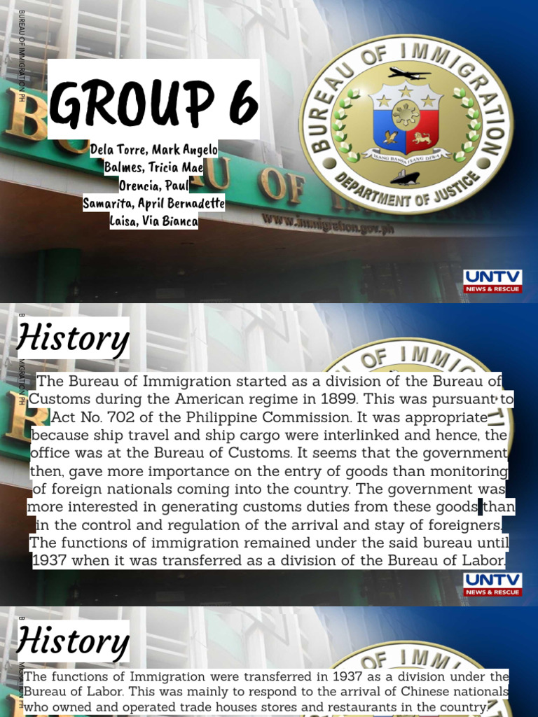 Bureau of Immigration PPT Group 6 | PDF | Government