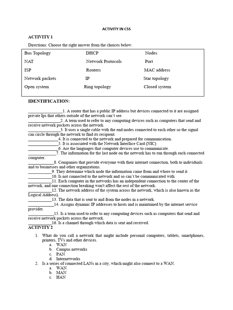 Activity in CSS | PDF | Computer Network | Ip Address
