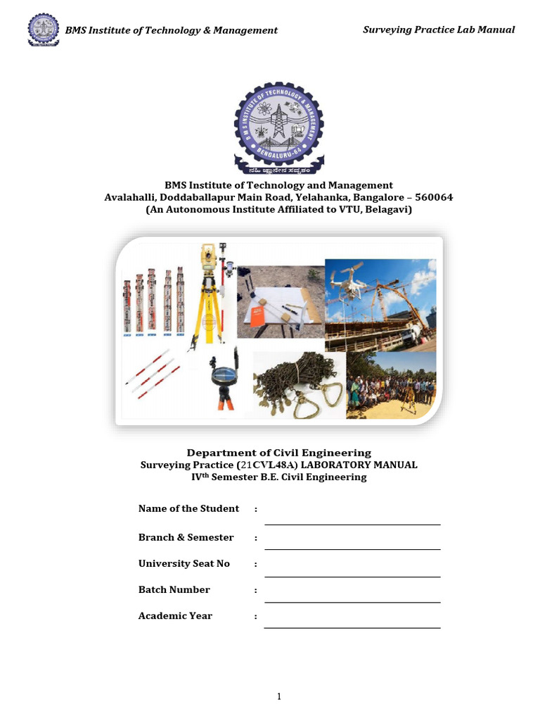Lab Manual - Surveying Practice - 21CVL48A | PDF | Surveying | Angle