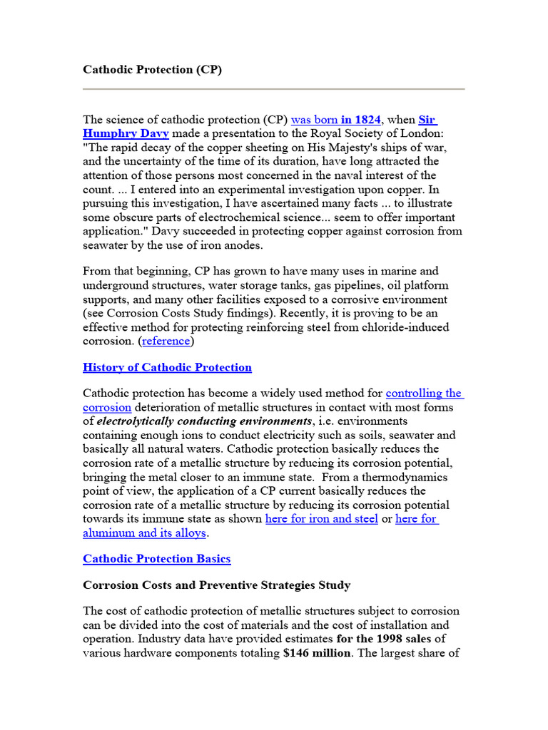 Cathodic Protection | PDF | Corrosion | Anode